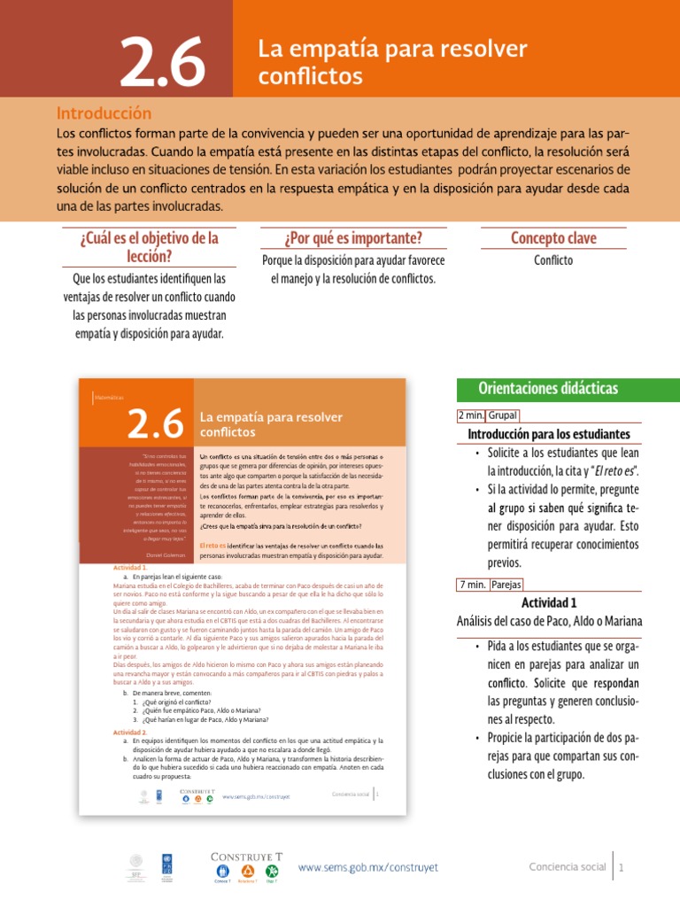 Empatía y Resolución de Conflictos | PDF | Empatía | Las emociones