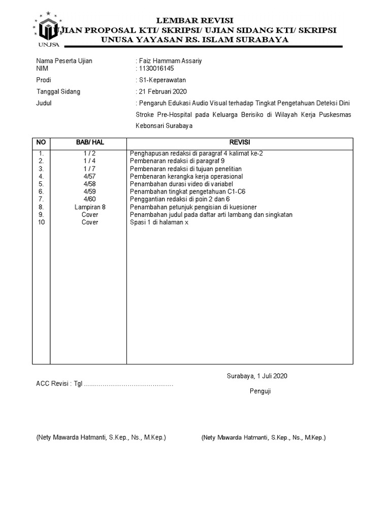 Lembar Revisi Proposal (Faiz Hammam) | PDF Lembar Revisi Proposal (Faiz Hammam) | PDF