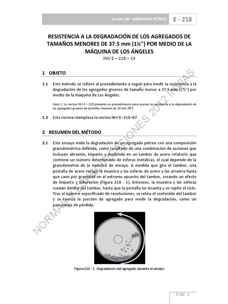 Norma - INV 218, 219 y 238 | PDF | Acero | Masa