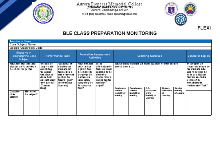 Flexible Class Preparation Monitoring (Final) | PDF | Learning ...