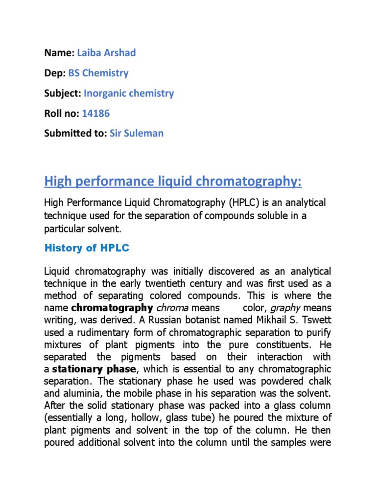 HPLC principles explained | PDF | High Performance Liquid ...