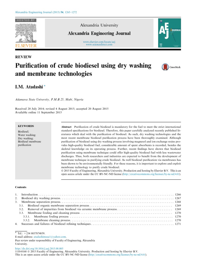 Purification of Crude Biodiesel Using Dry Washing | PDF | Biodiesel ...
