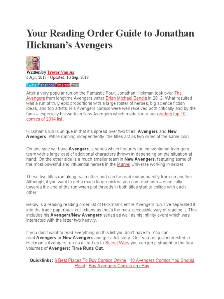 Your Reading Order Guide To Jonathan Hickman | PDF | Marvel Comics | Comics