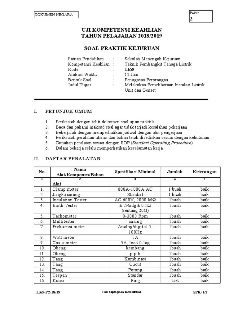 1165-P2-SPK-Teknik Pembangkit Tenaga Listrik-K06 Soal Ukk | PDF