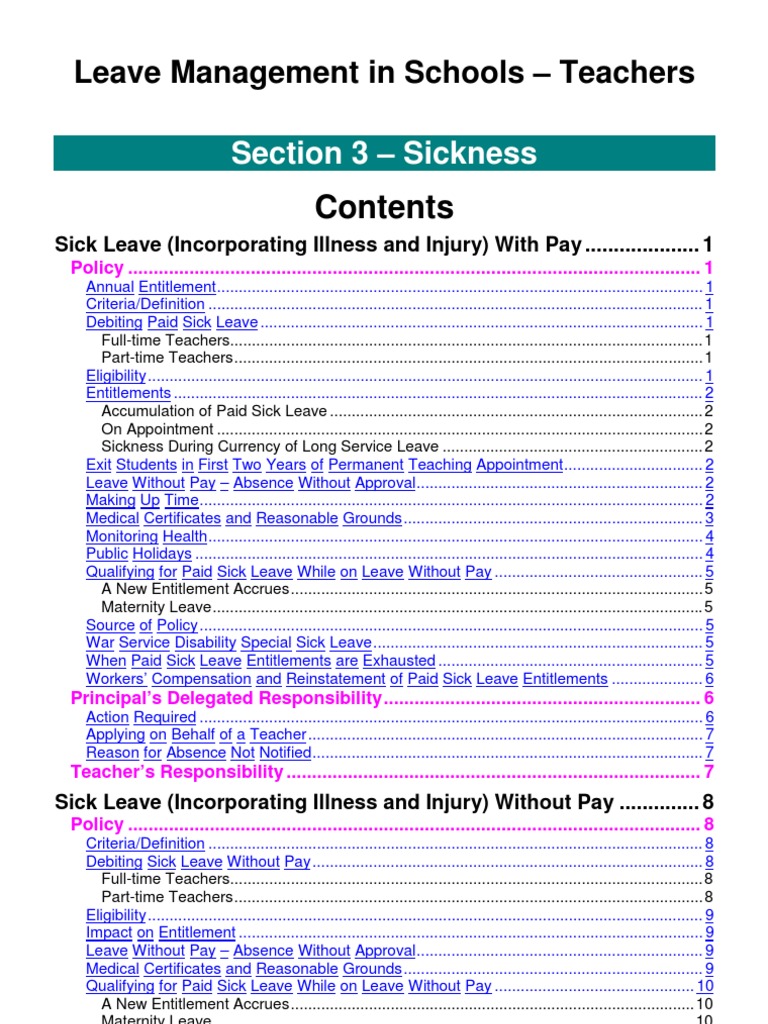 LeaveManagementinSchool 1 | PDF | Sick Leave | Teachers