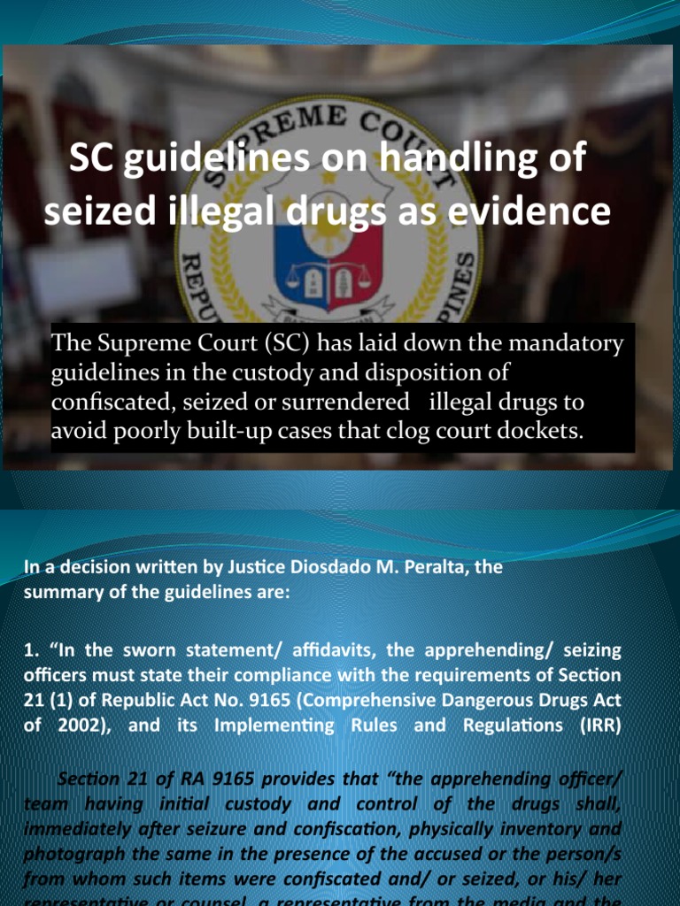 SC Guidelines On Handling of Seized Illegal Drugs As Evidence | PDF ...