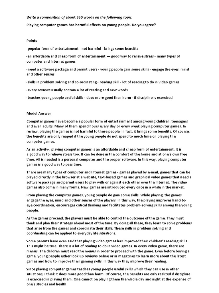 Playing Computer Games Has Harmful Effects On Young People. Do You ...