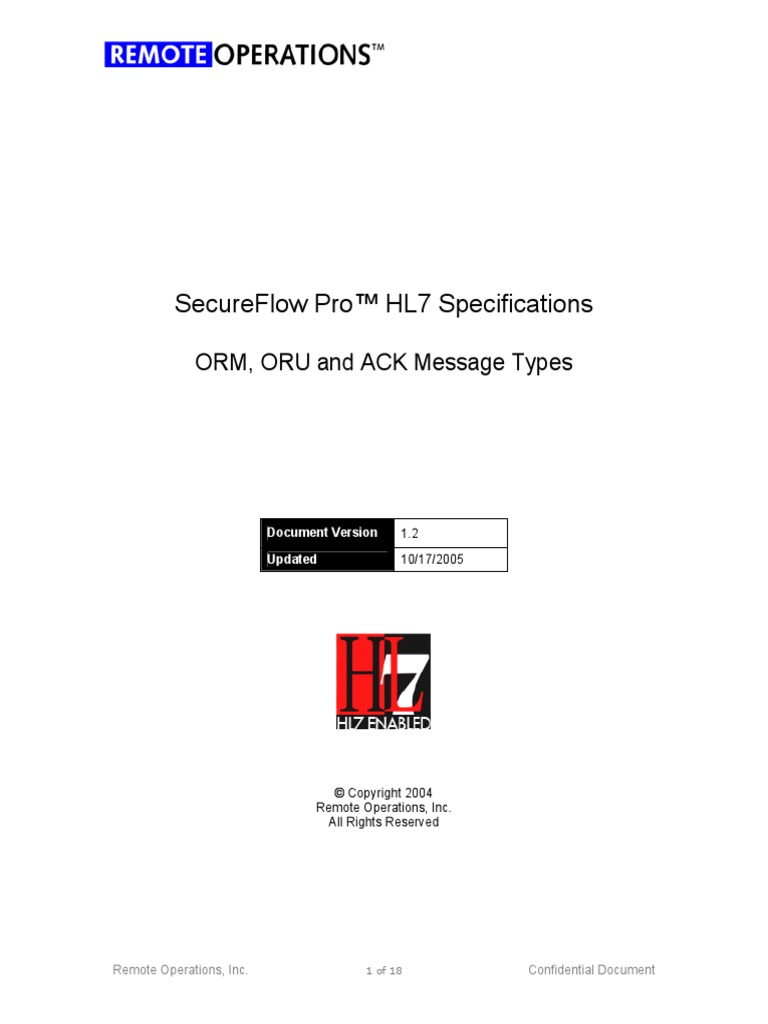 hl7 Specifications Orm-Oru | PDF | Transmission Control Protocol | Computing
