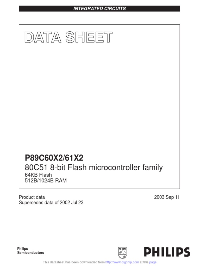 P89C60X2/61X2: 80C51 8-Bit Flash Microcontroller Family | PDF | Flash Memory | Random Access Memory