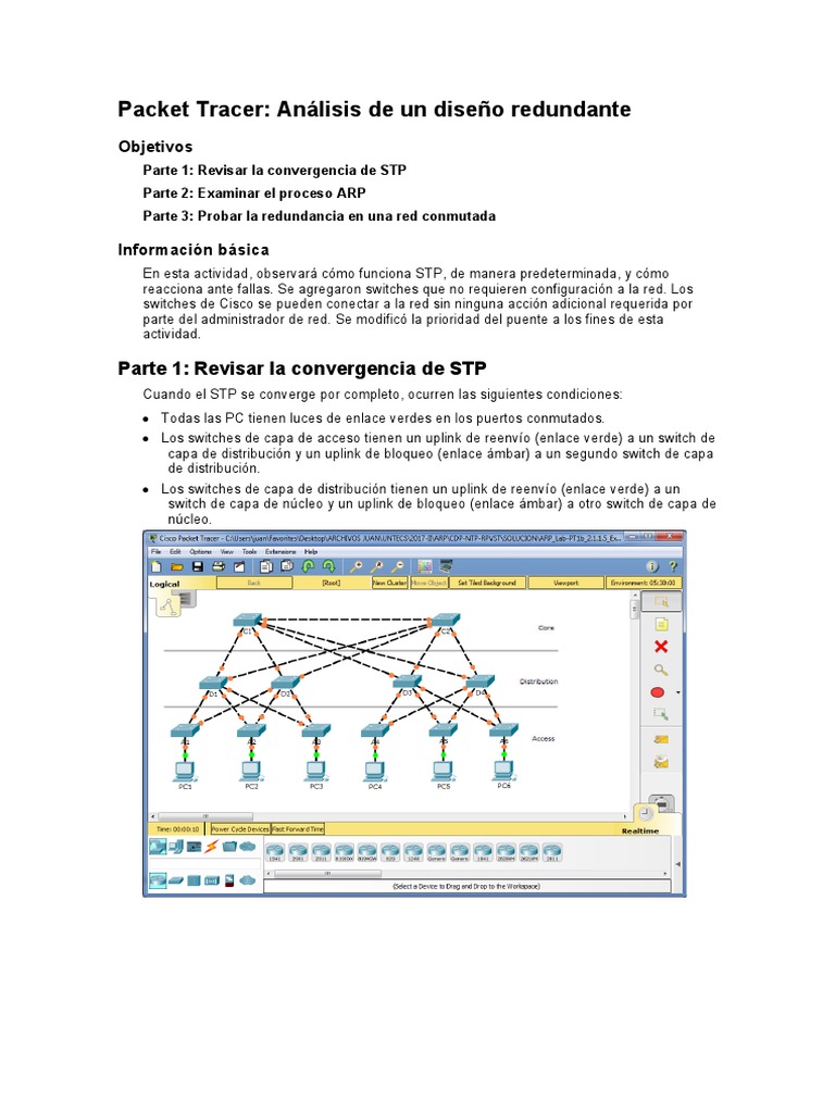 Packet Tracer - Análisis de Un Diseño Redundante | PDF | Conmutador de ...