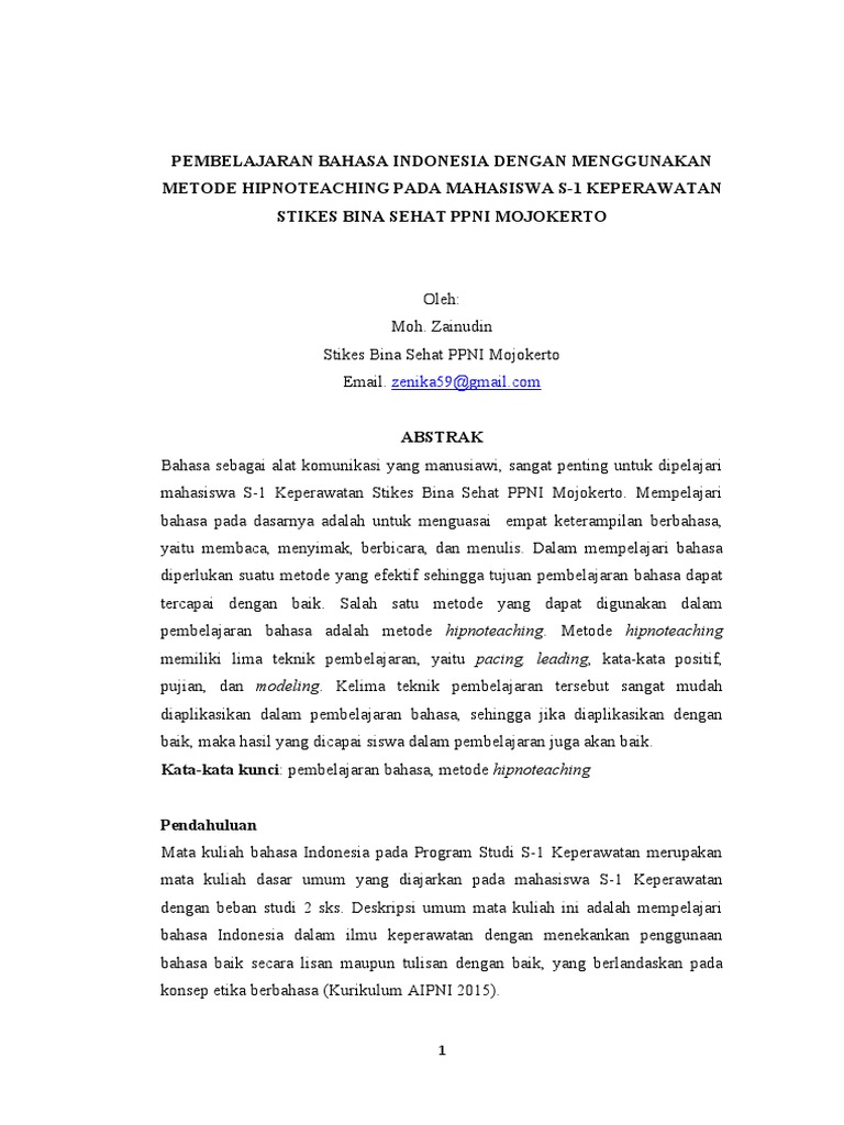 Contoh Artikel Konseptual Hipnoteaching | PDF | Karier & Perkembangan