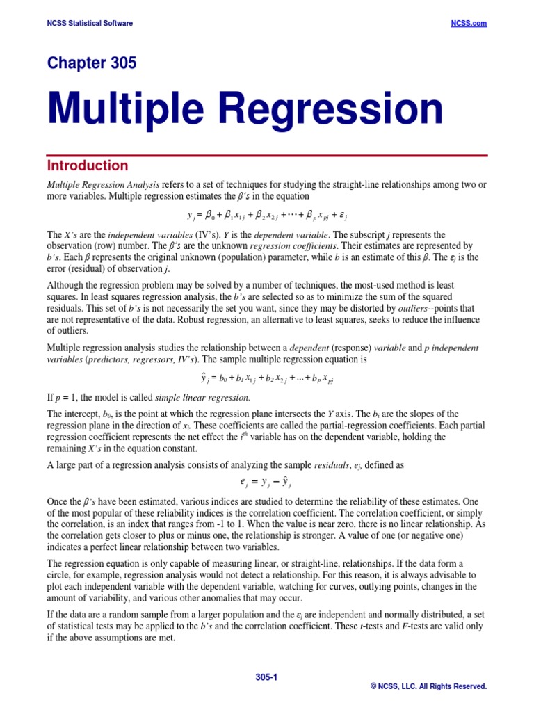 Multiple Regression: NCSS Statistical Software | PDF ...