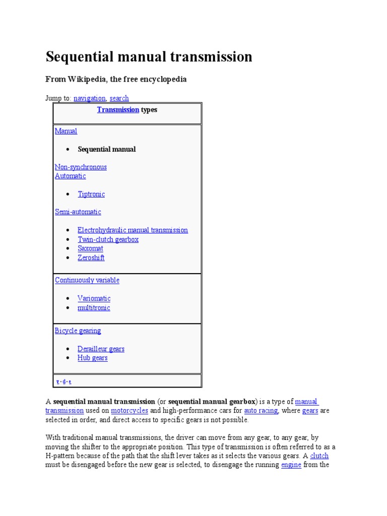 Sequential Manual Transmission | PDF | Transmission (Mechanics ...