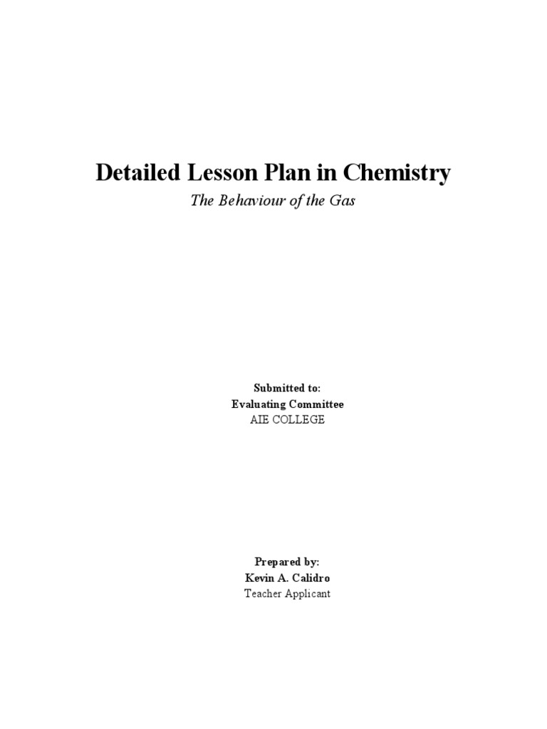Detailed Lesson Plan in Kinetic Molecular Theory | PDF | Gases ...