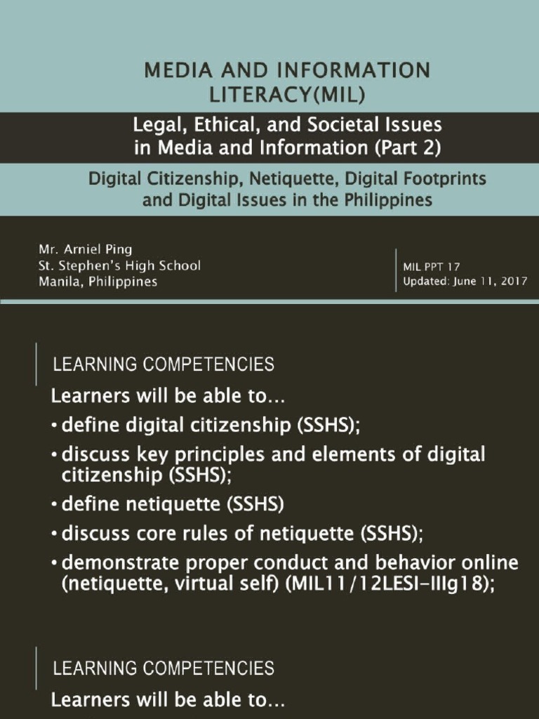 Media and Information Literacy Mil Digital Citizenship Netiquette ...