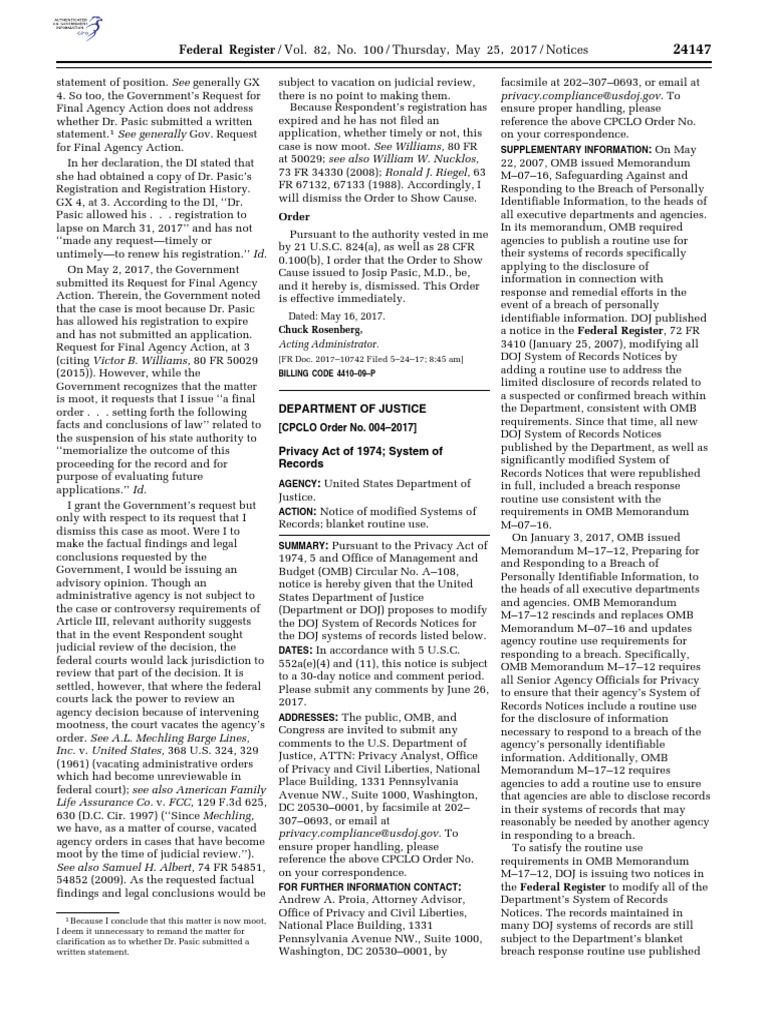Federal Register / Vol. 82, No. 100 / Thursday, May 25, 2017 / Notices ...