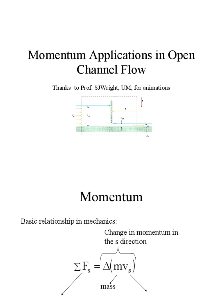 Momentum Applications in Open Channel Flow: Thanks To Prof. Sjwright ...