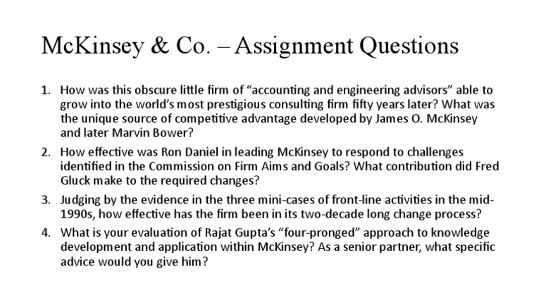 Mckinsey & Co. - Assignment Questions | PDF