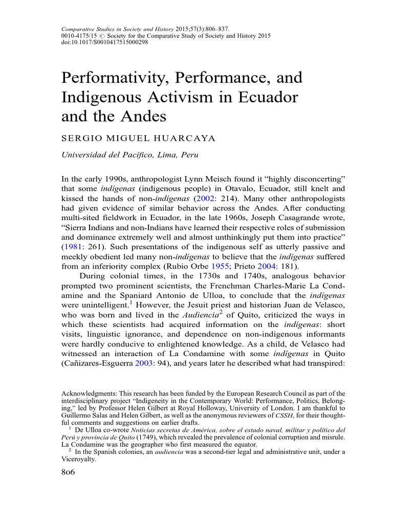 Huarcaya (2015) Performativity Performance | PDF | Ecuador | Identity ...
