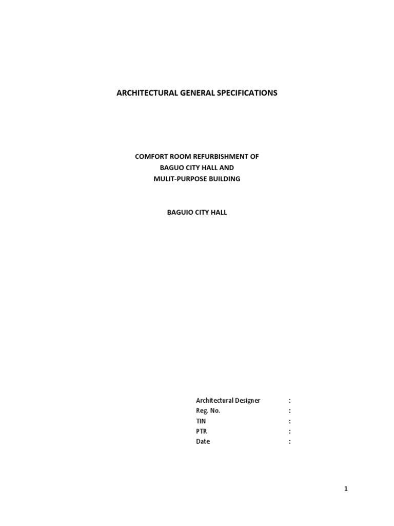 Architectural General Specifications | PDF | Door | Road Surface