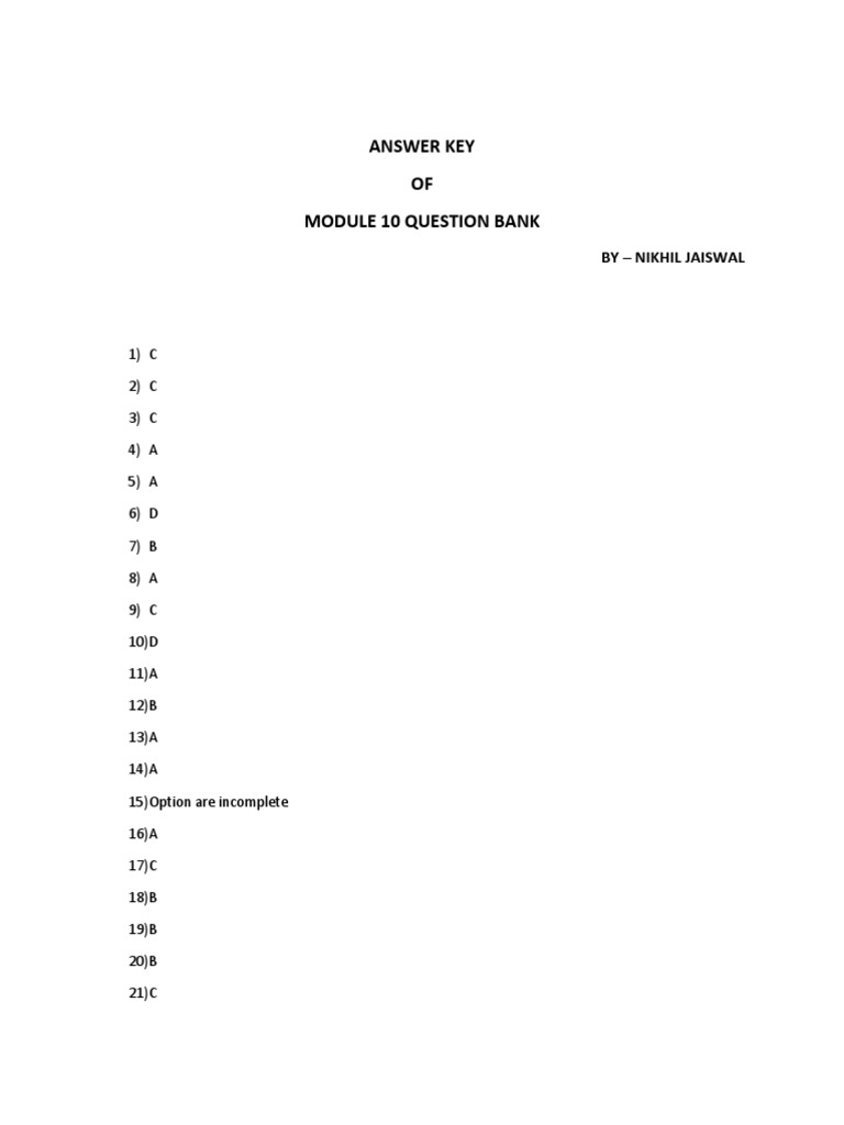 Answer Key Module 10 (NJ) PDF | PDF | Sciences et mathématiques ...