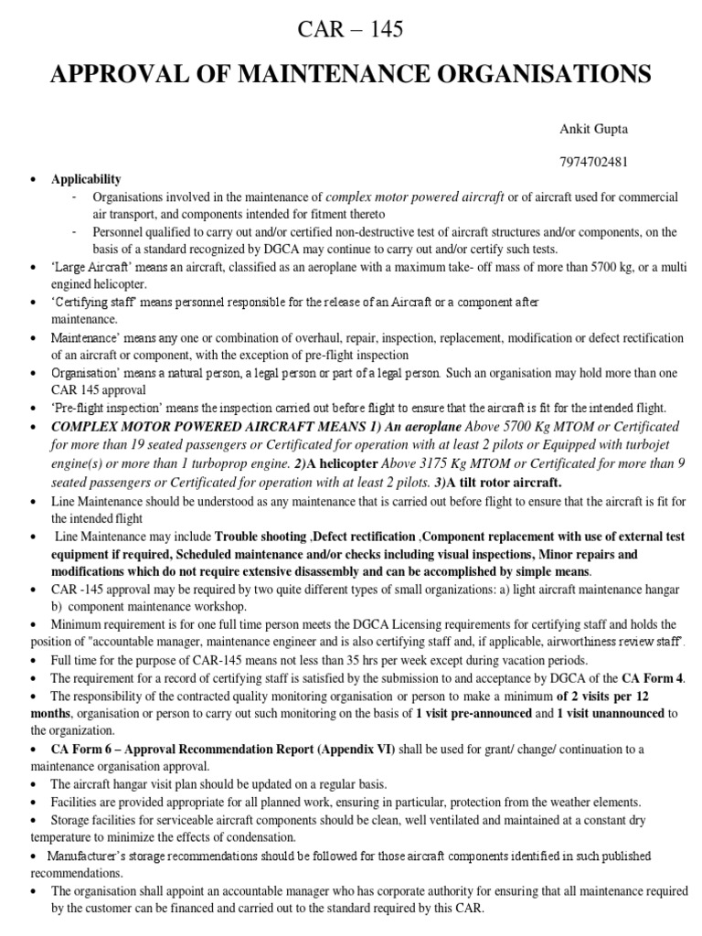 Car 145 Note PDF | PDF | Aeronautics | Aerospace