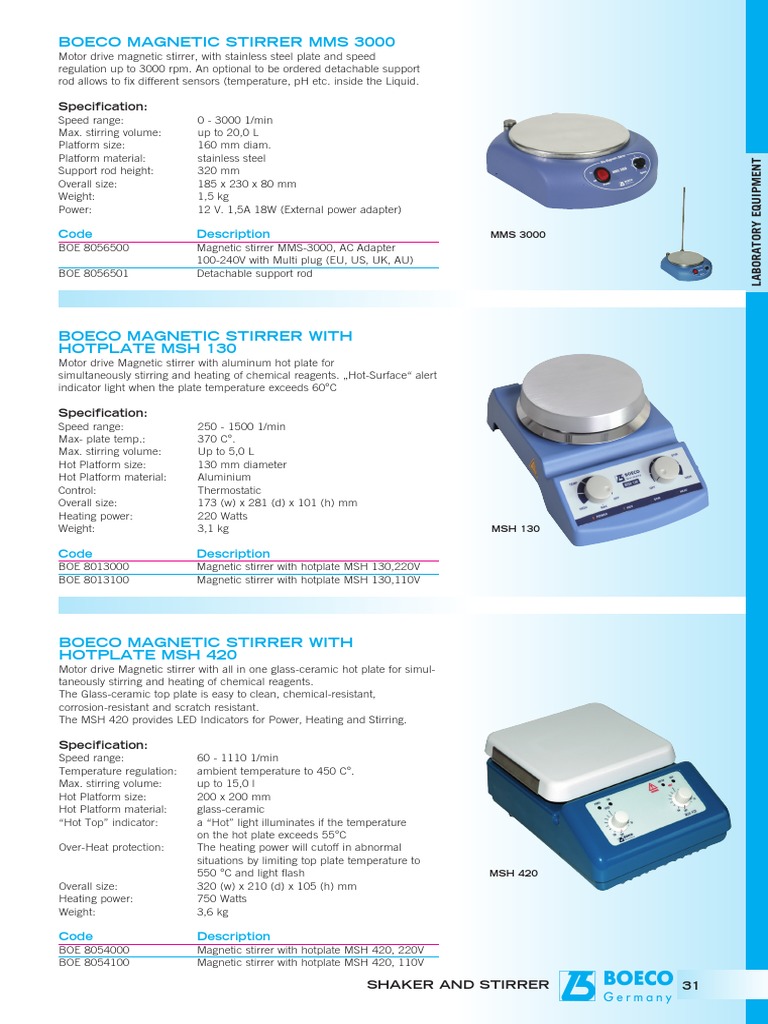 BOECO Magnetic Stirrer 2014 PDF | PDF | Stainless Steel | Materials