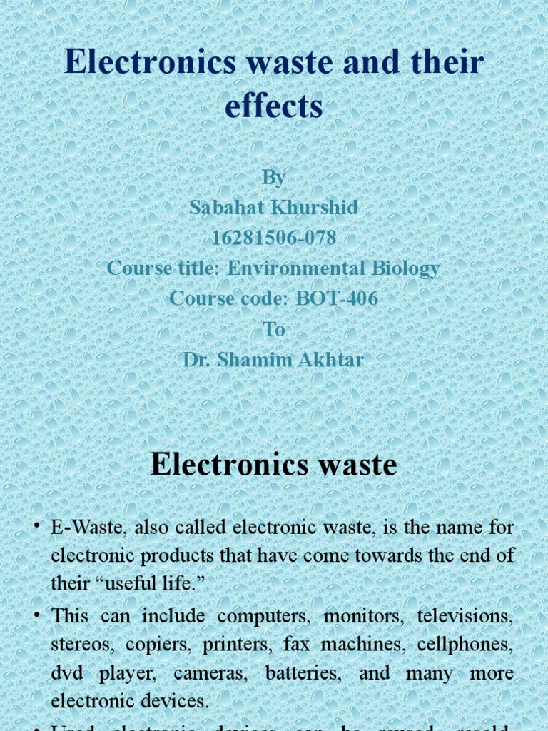On Electronics Waste and Their Effects | PDF | Electronic Waste | Human ...