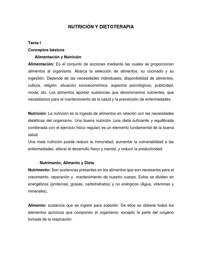 NUTRICIÓN Y DIETOTERAPIA Semana 1 | PDF | Dieta | Alimentos