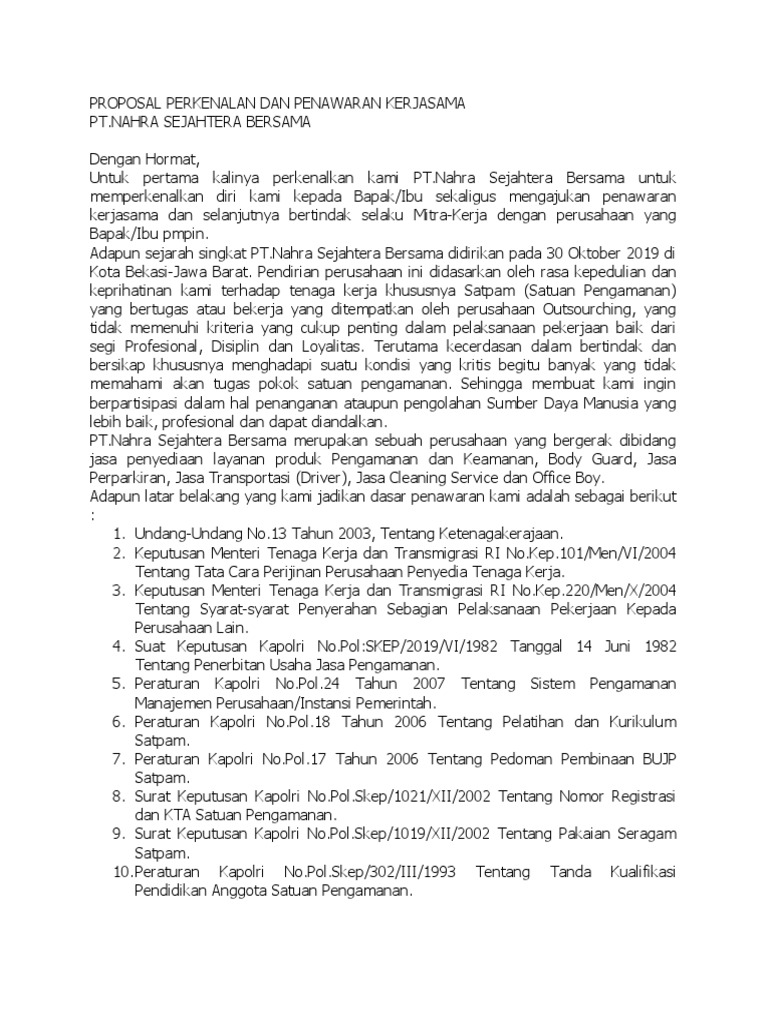 Proposal Perkenalan Dan Penawaran Kerjasama | PDF