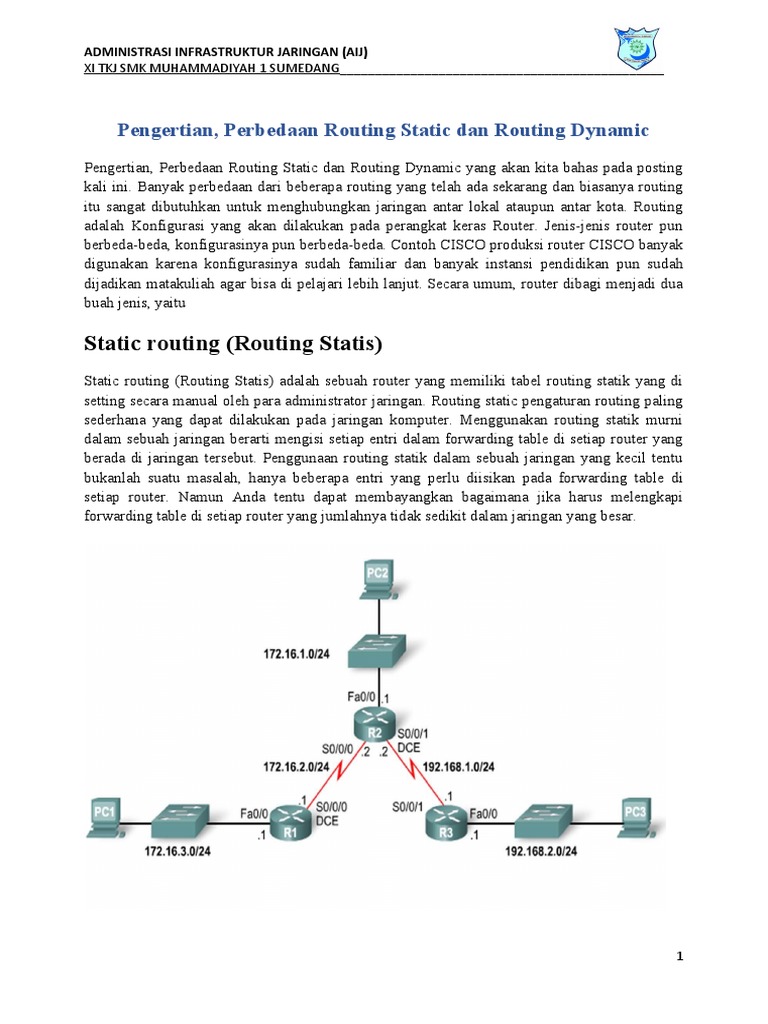 Perbedaan Routing Static dan Dynamic | PDF