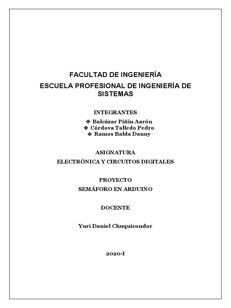 Proyecto Semaforo Arduino Pdf Arduino Informática