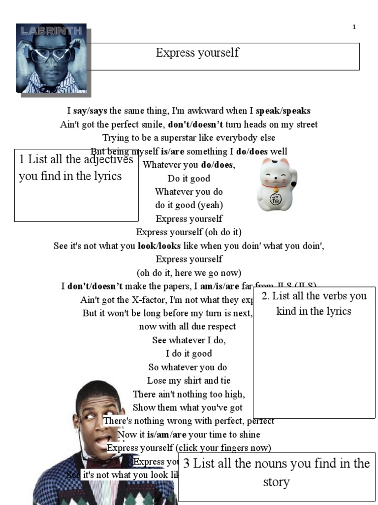 Express Yourself: 3 List All The Nouns You Find in The Story | PDF ...