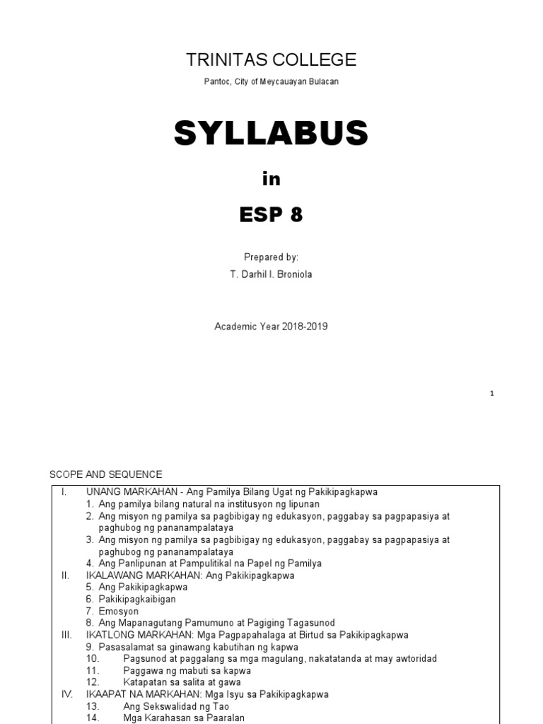 Esp 8 Syllabus - T.darhil | PDF