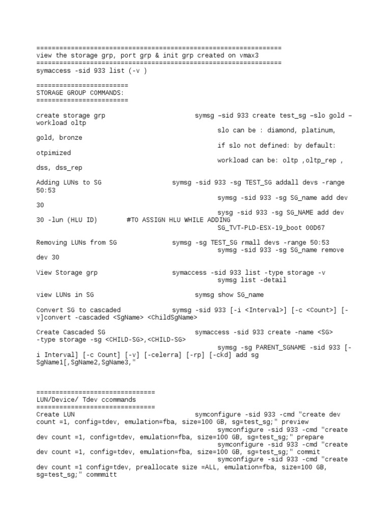 VMAX Commands | Download Free PDF | Text File | Software