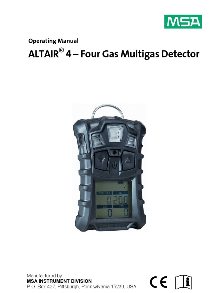 Altair: 4 - Four Gas Multigas Detector | PDF | Humidity | Battery Charger