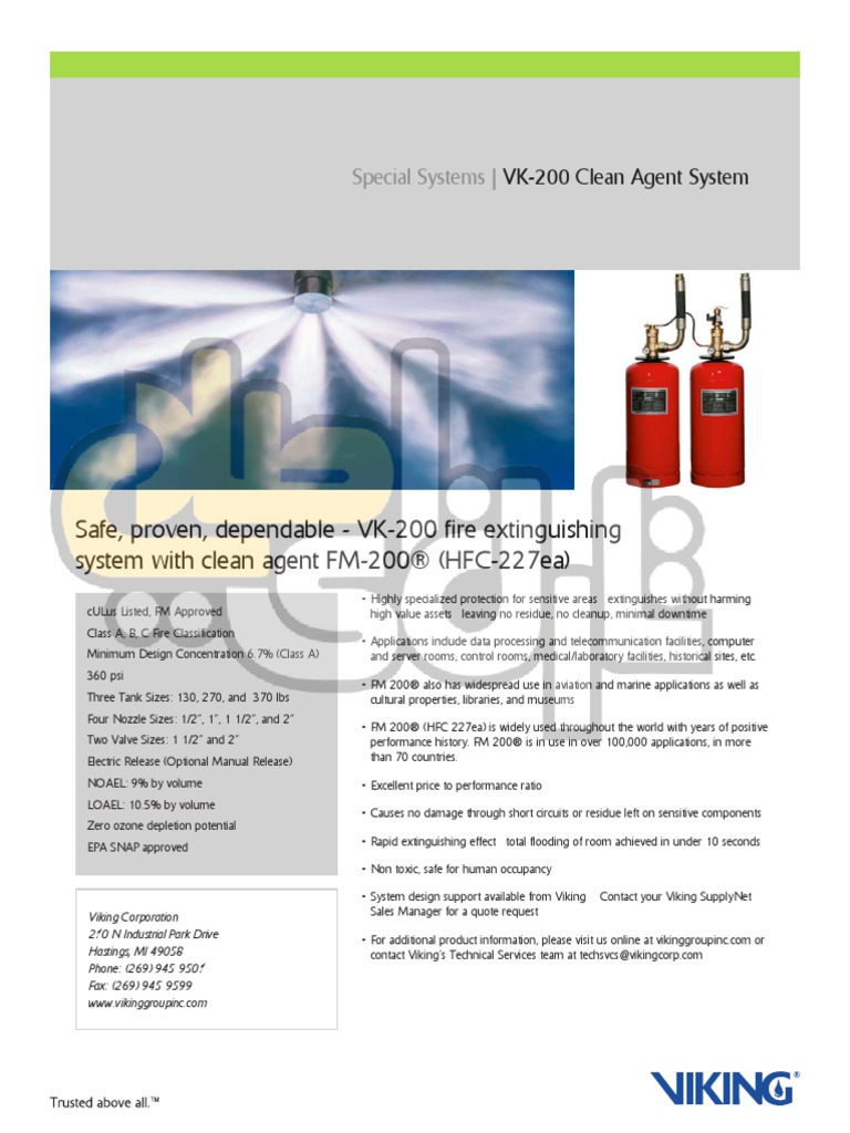 Safe, Proven, Dependable - VK-200 Fire Extinguishing System With Clean ...