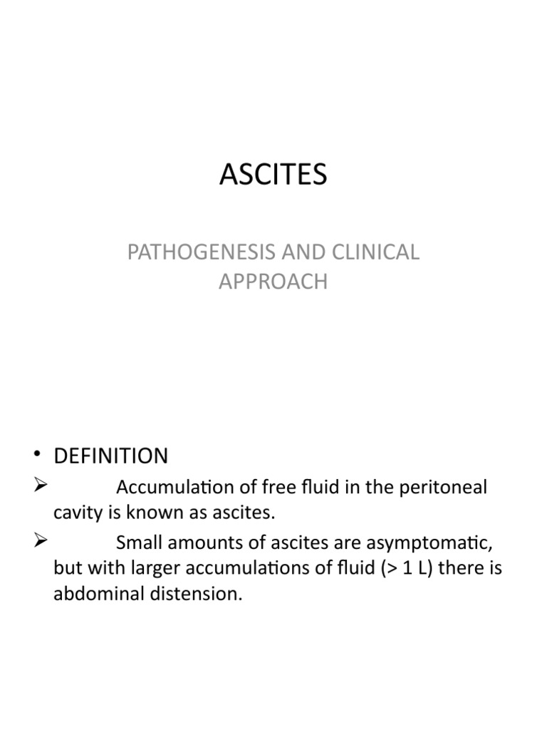Ascites: Pathogenesis and Clinical Approach | PDF | Cirrhosis | Rtt