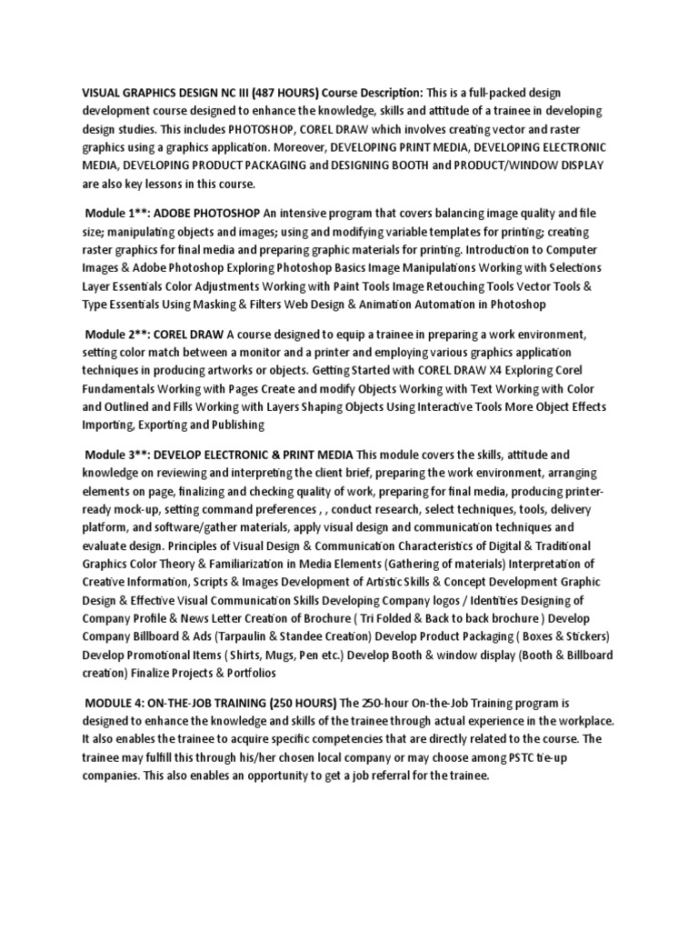 VISUAL GRAPHICS DESIGN NC III Module | Download Free PDF | Adobe ...