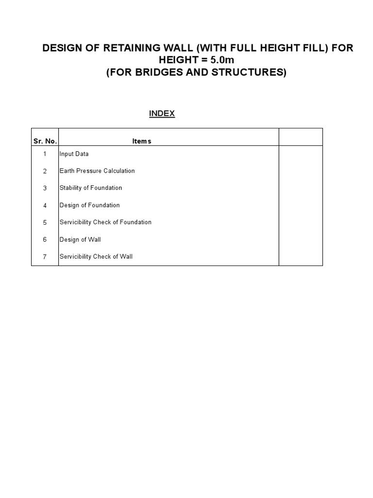 RCC RETAINING WALL H-5m | PDF | Young's Modulus | Strength Of Materials