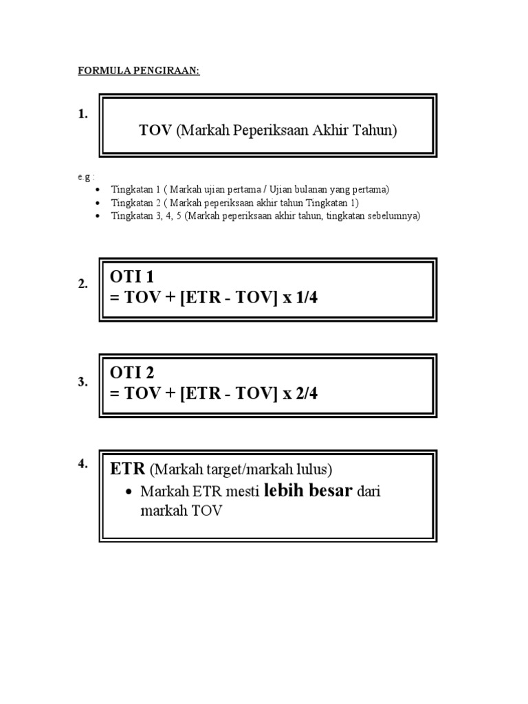 Cara mengira markah OTI, TOV dan ETR untuk pelajar | PDF