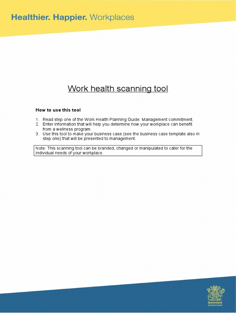Work Health Scanning Tool | PDF | Work–Life Balance | Business