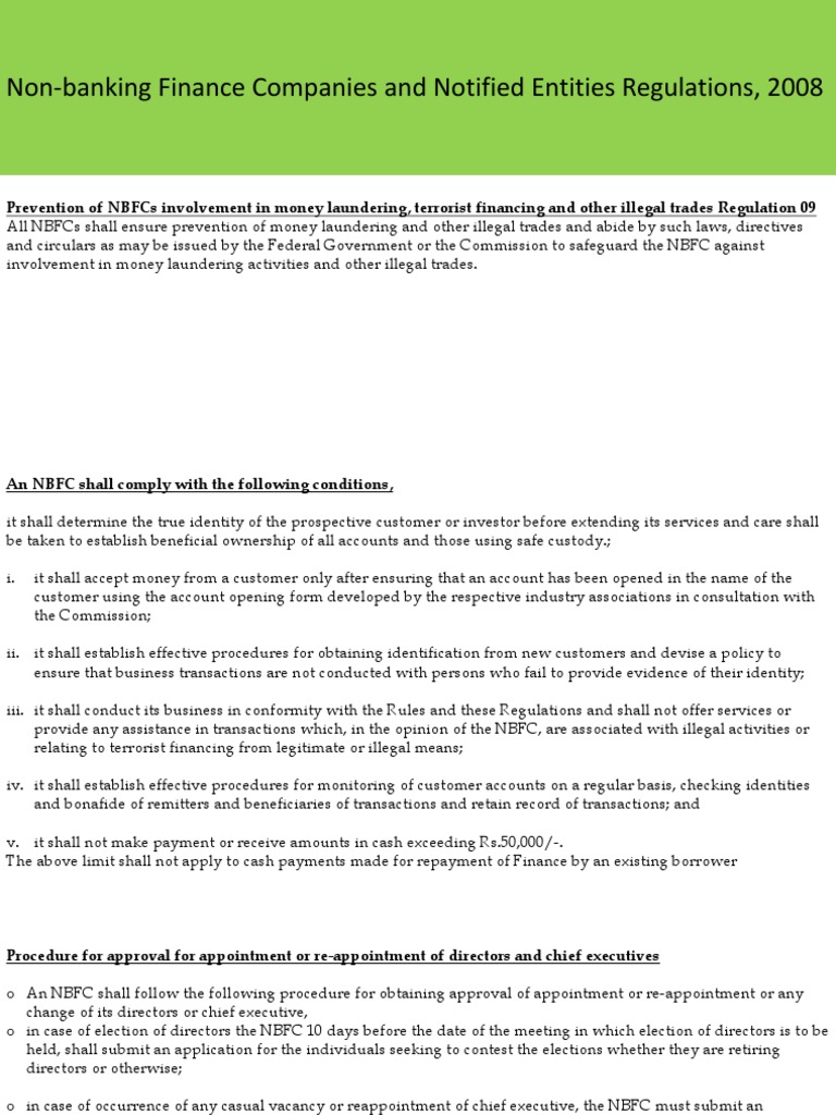 Non Banking Finance Companies And Notified Entities Regulations 2008