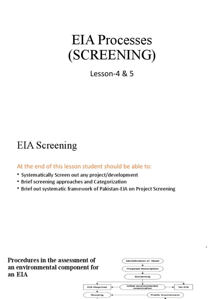 EIA Processes (Screening) : Lesson-4 & 5 | Download Free PDF ...