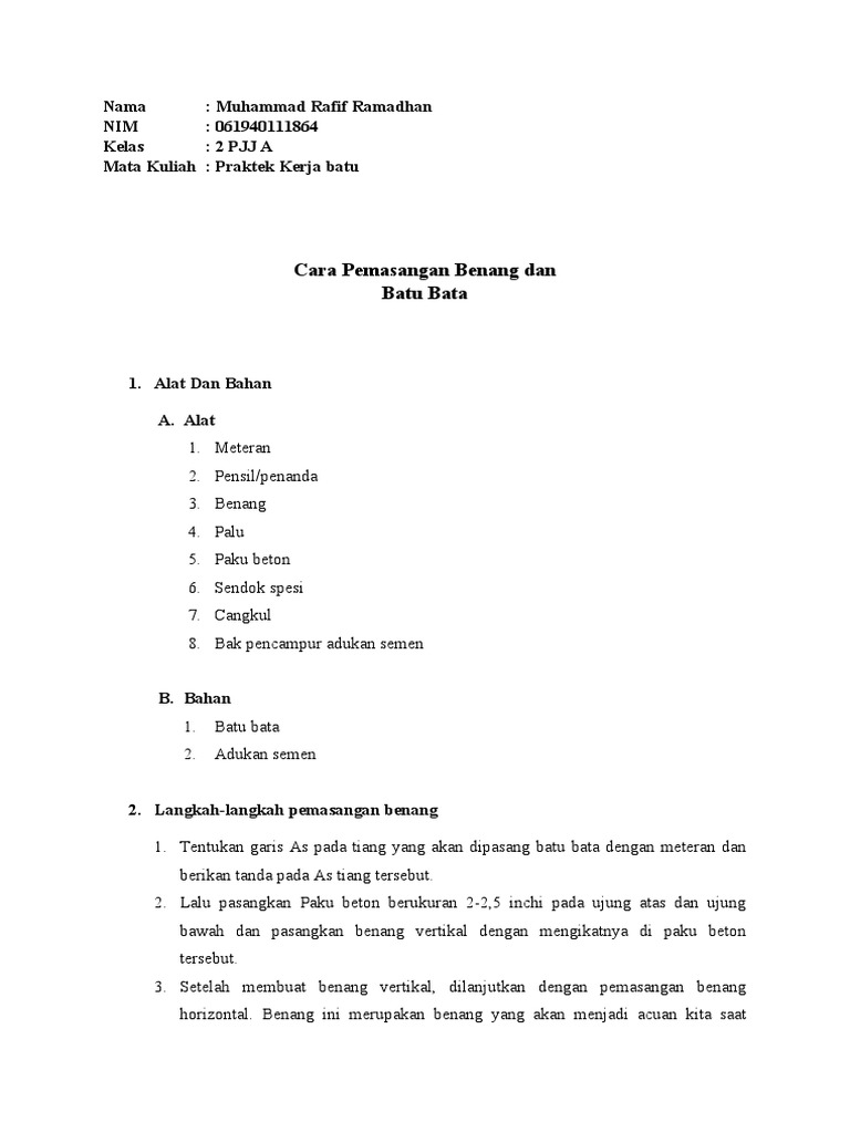 Muhammad Rafif Ramadhan - 2 PJJ A - Review Cara Pemasangan Benang Batu ...