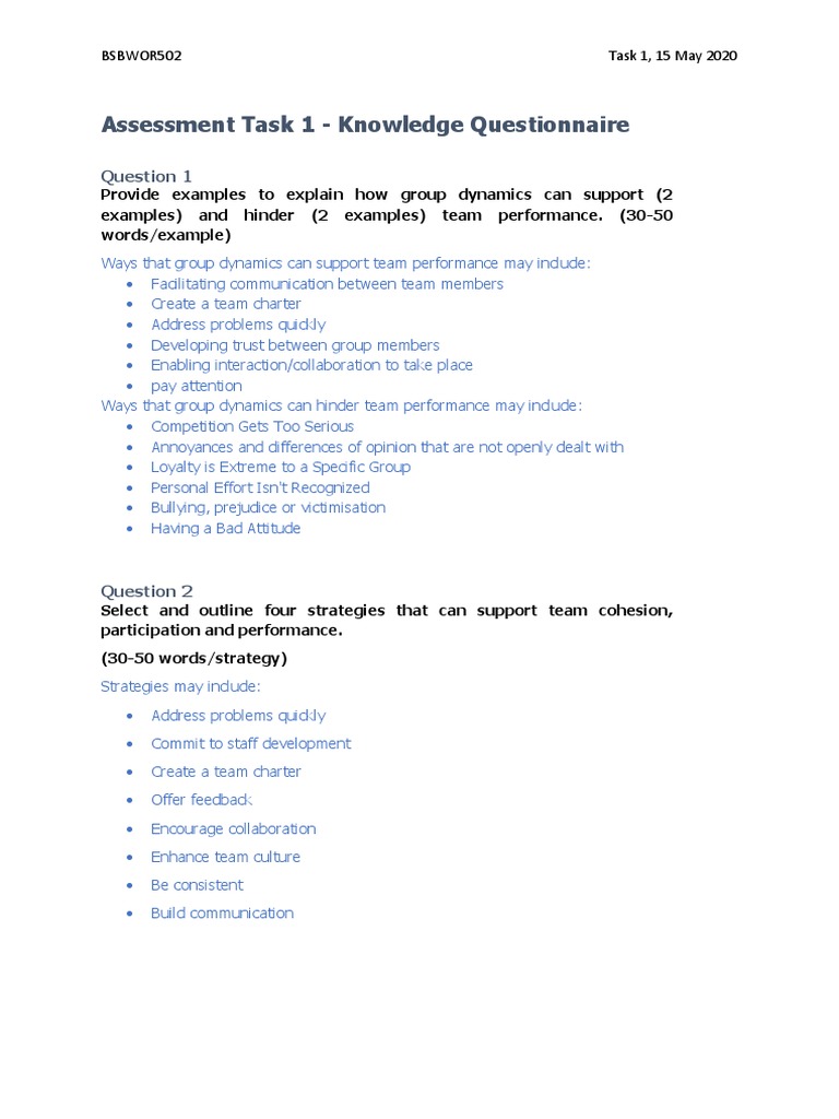 Assessment Task 1 Handout | PDF