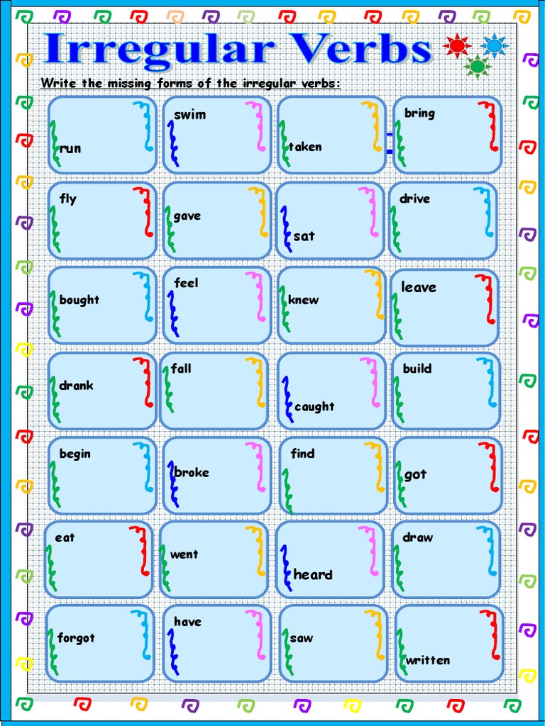 Run Swim: Write The Missing Forms of The Irregular Verbs: Bring Taken | PDF