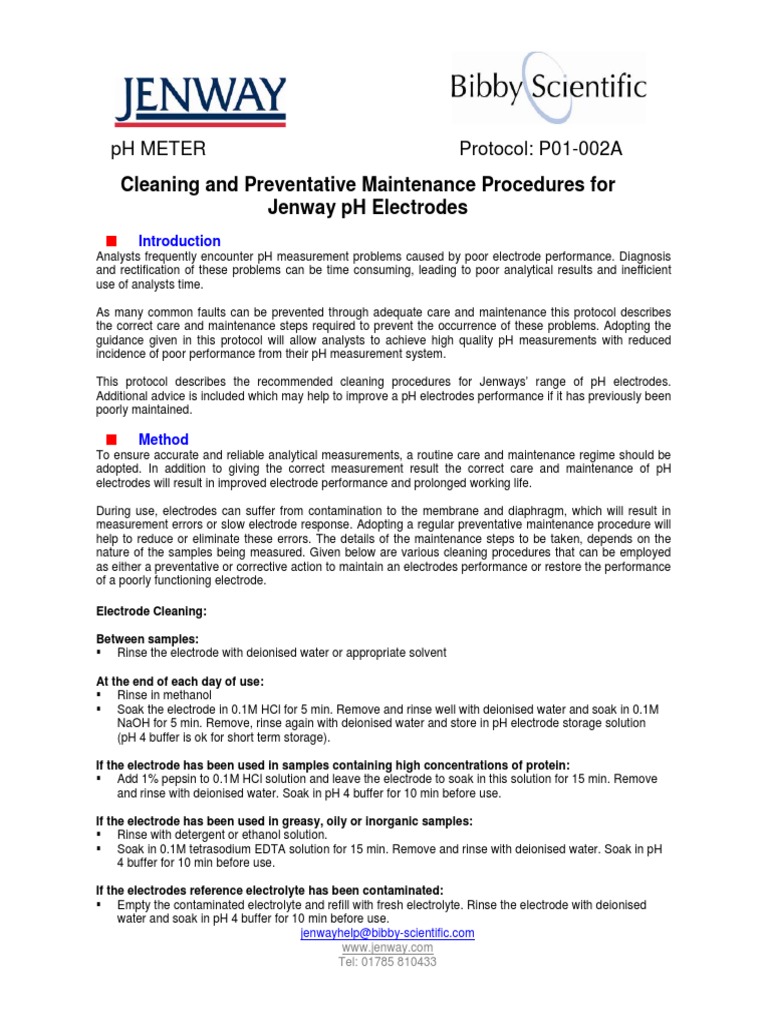 pH Electrode Care and Maintenance Guide | PDF | Ph | Purified Water