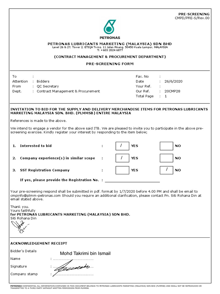 Petronas Lubricants Marketing (Malaysia) SDN BHD | PDF | Business