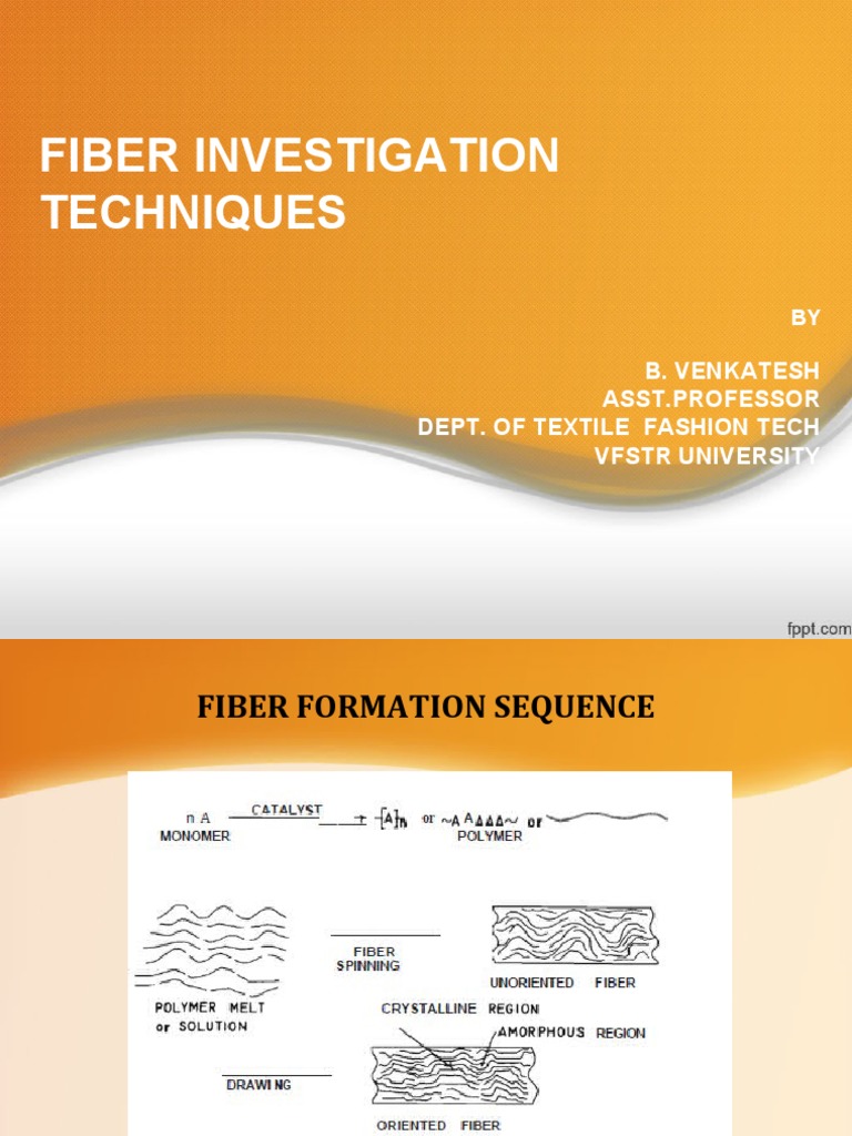 Fiber Investigation Techniques: B. Venkatesh Asst - Professor Dept. of ...